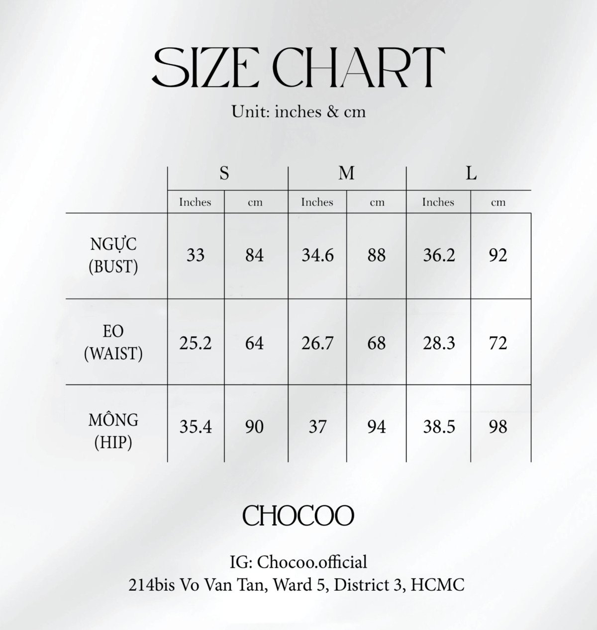 Size Guide – CHOCOO